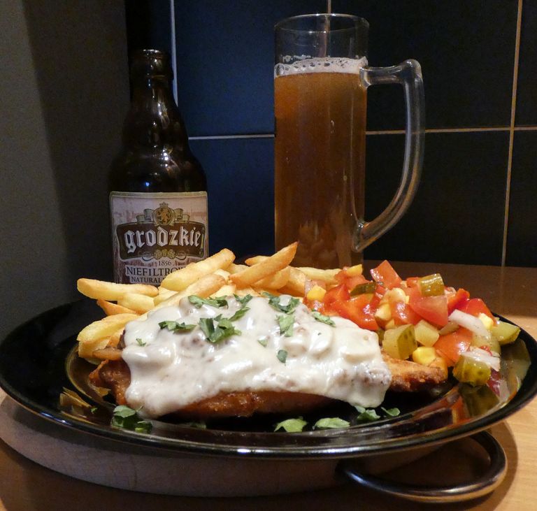 "Grodzkie" light beer from the "Głubczyce brewery" with lumberjack ...