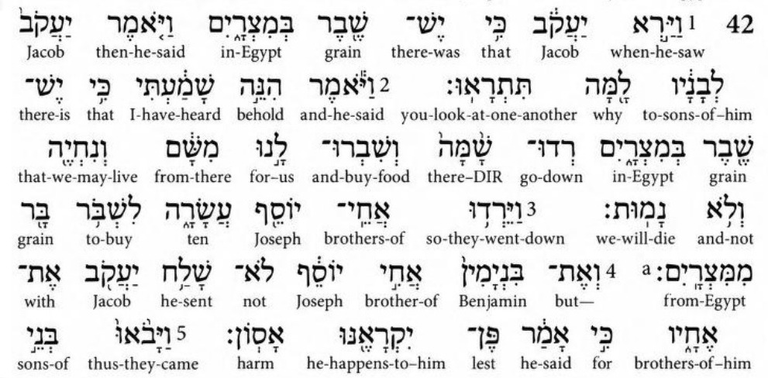 The language of ivrit ( עברית ) Genesis 42, Post #1