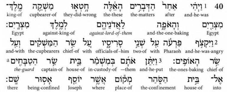 The language of ivrit ( עברית ) Genesis 40, Post #1