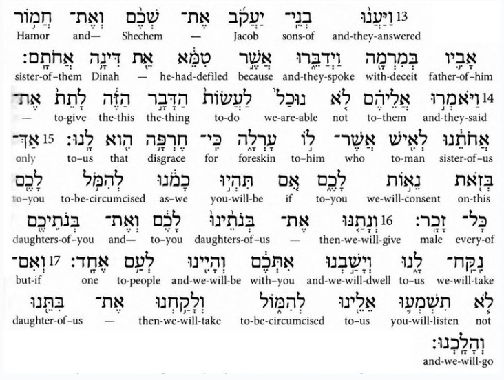 The language of ivrit ( עברית ) Genesis 34, Post #3